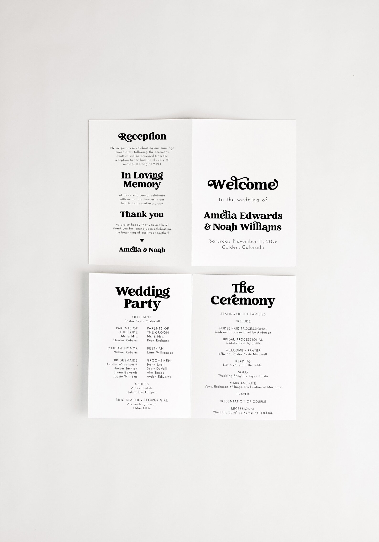 Retro Wedding Program Template, Groovy 70's Wedding Folded Wedding ...