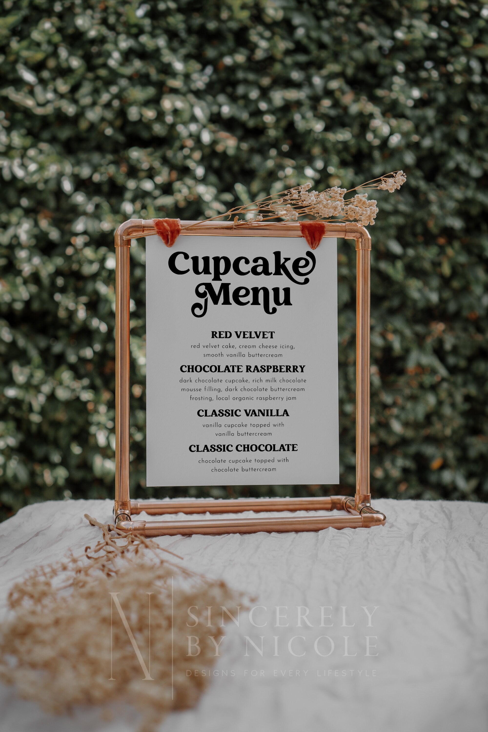 Cupcake Menu Sign, Editable Wedding Cupcake Sign Template, Minimalist ...