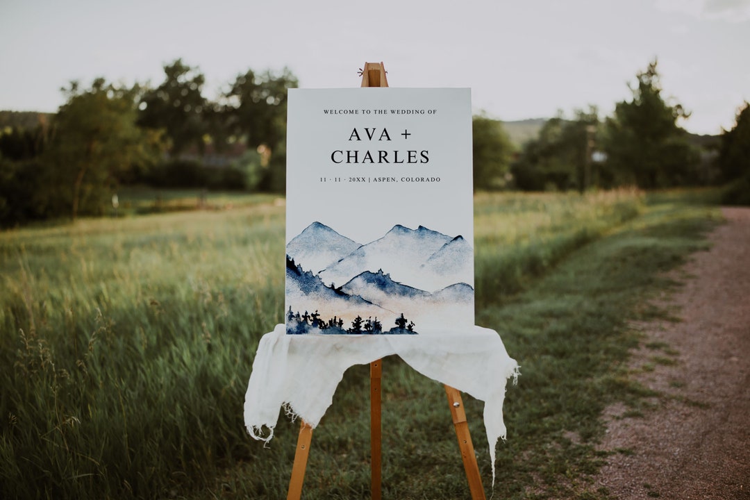 Mountain Wedding Welcome Sign, Outdoor Wedding Welcome Sign, Rustic ...