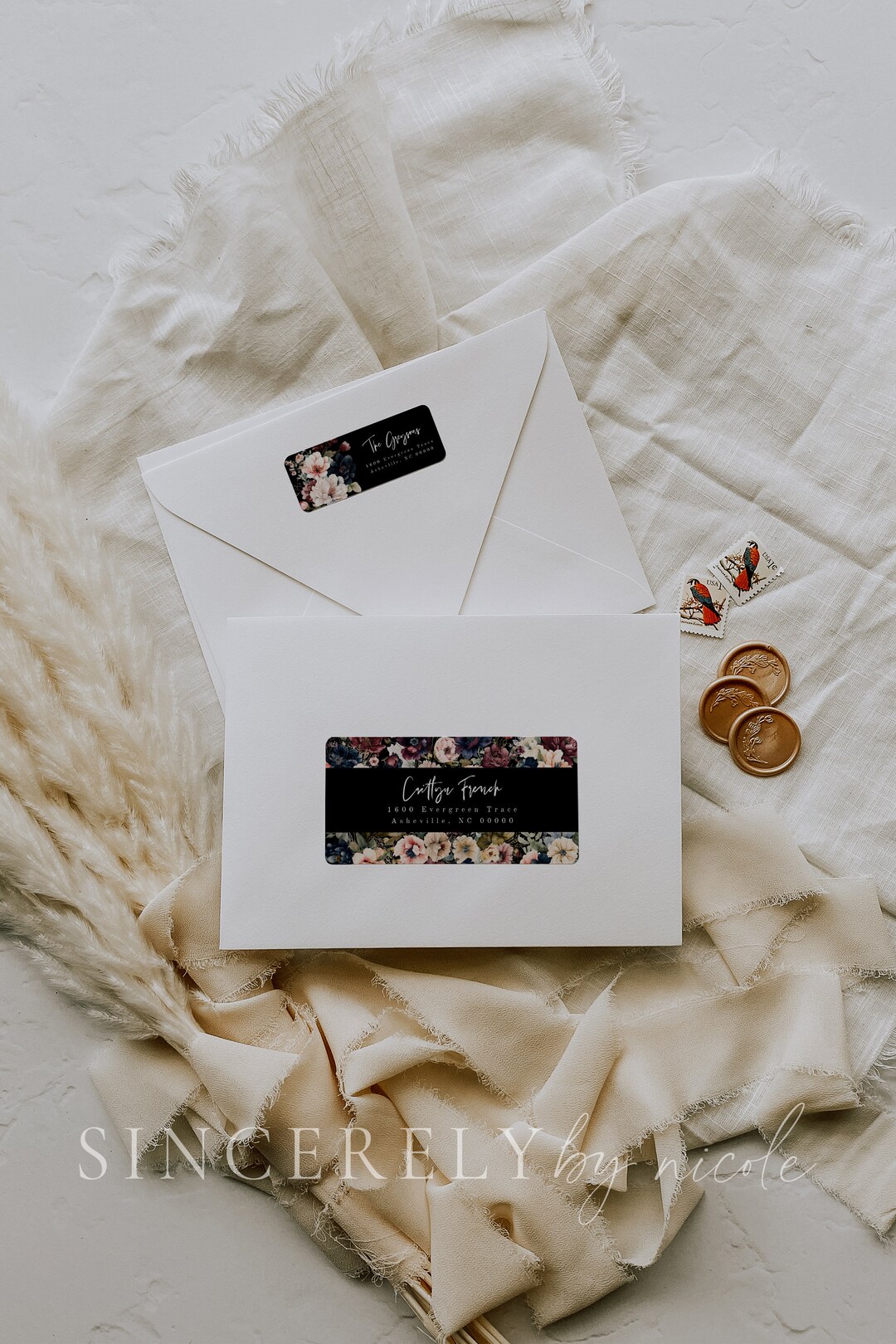 Floral Address Label Template, Moody Fall Wedding Address Label ...