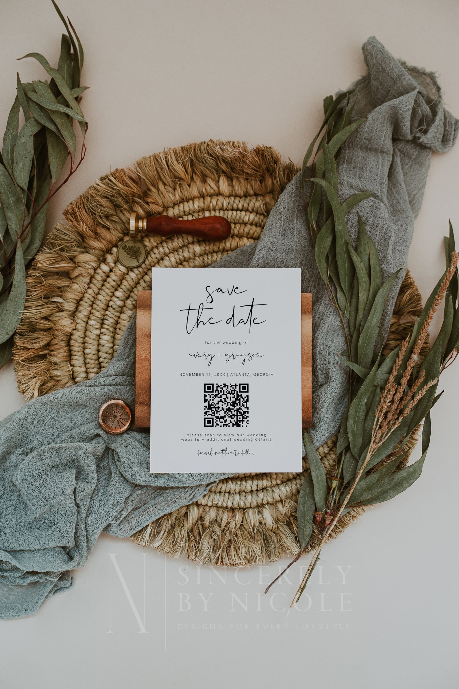 Modern Save the Date QR Code Template Editable QR Code Save - Etsy