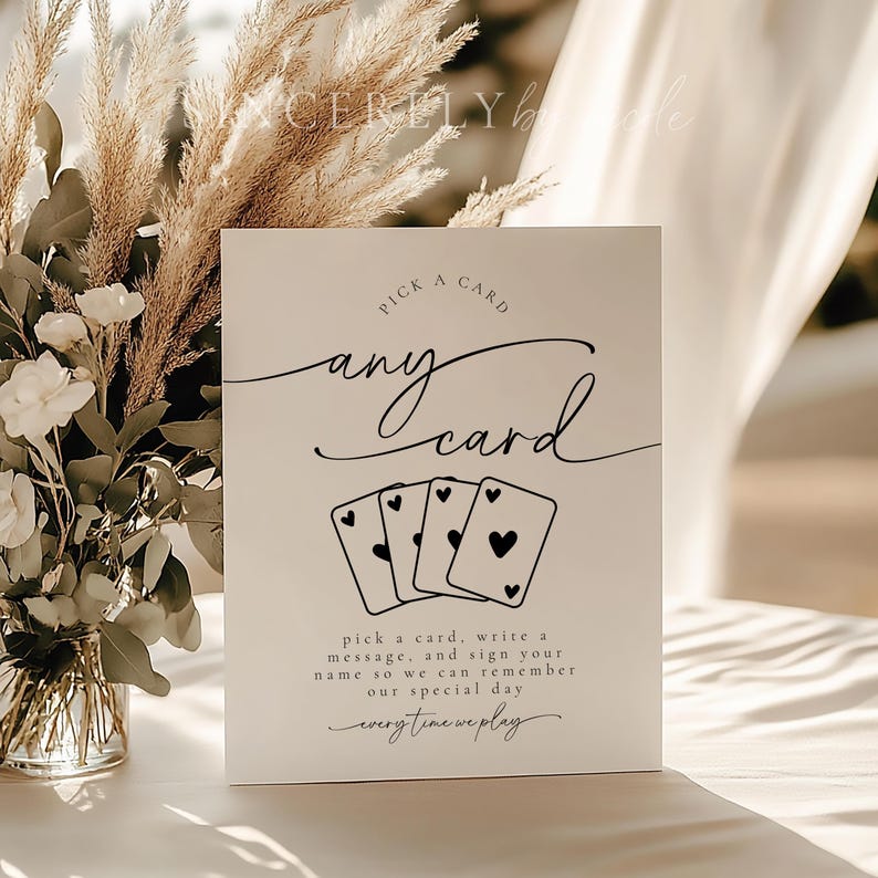 PRINTED & SHIPPED Pick A Card Guestbook Sign, Playing Cards Guestbook ...