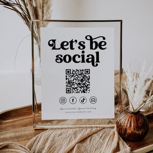 Social Media Business Sign, QR Code Social Media Sign, Social Media ...