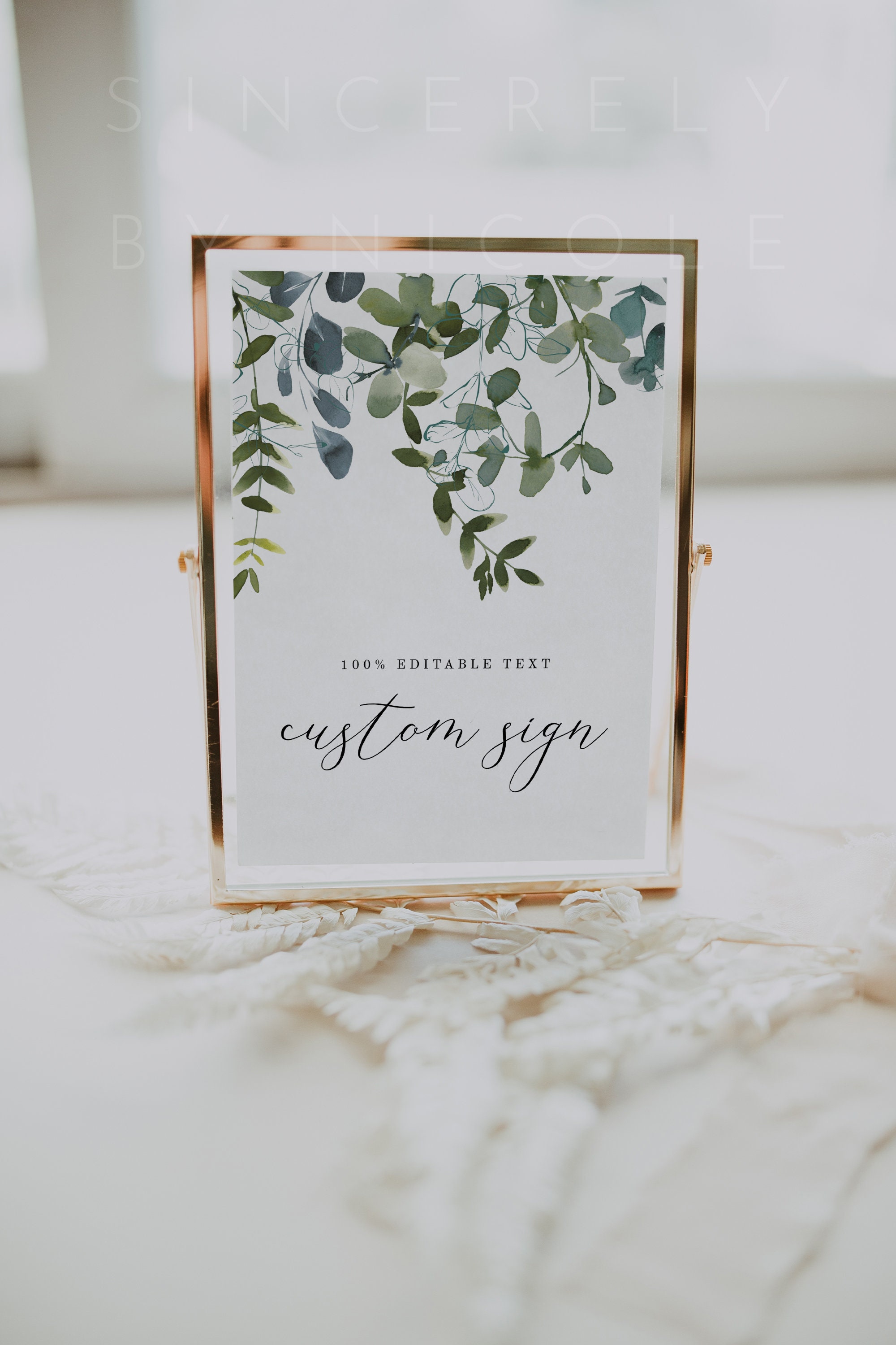 Corjl Editable Sign Template Greenery Sign Template Greenery - Etsy