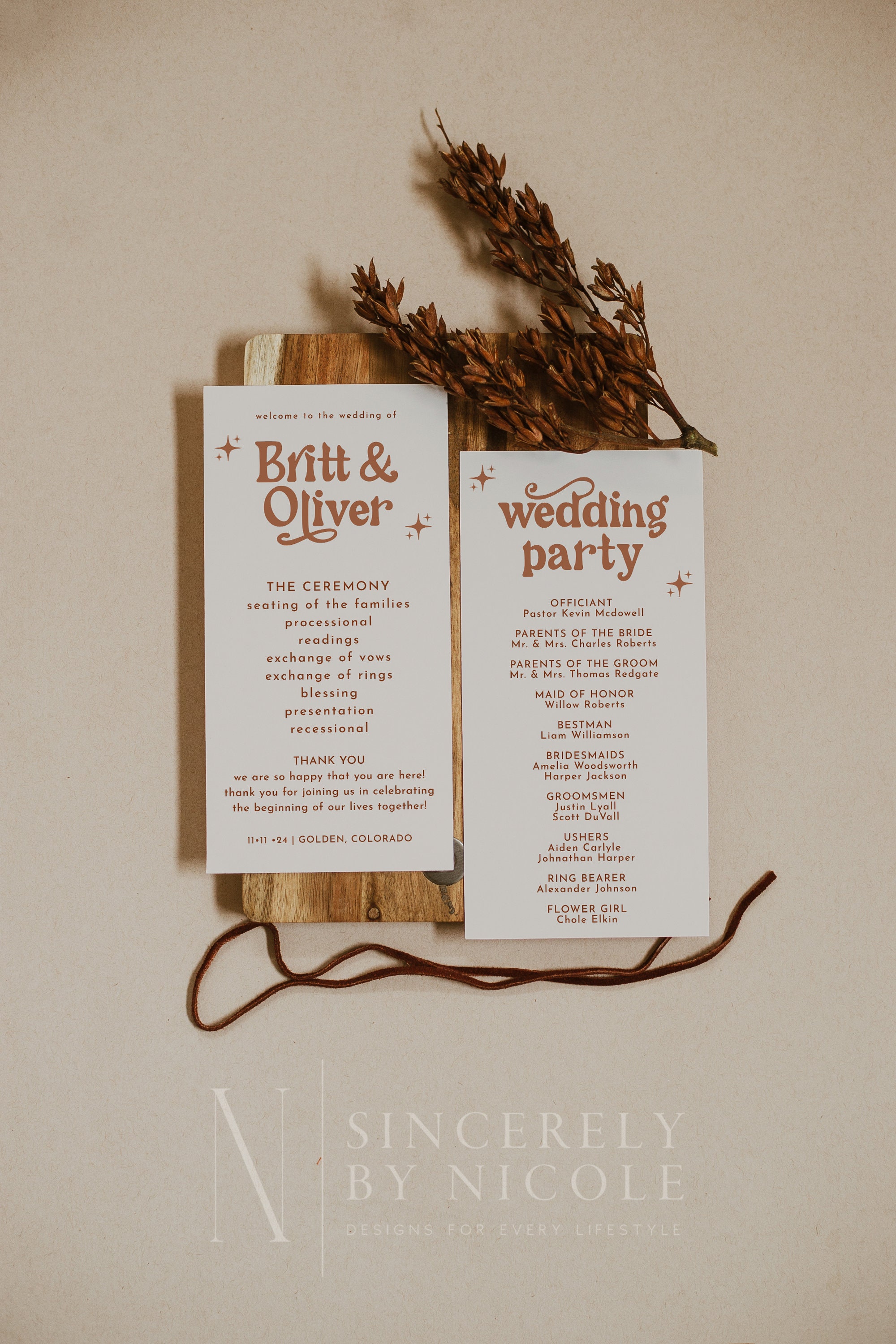Retro Wedding Program Template, Wedding Program Retro, Wedding Program ...
