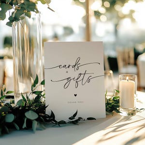 PRINTED & SHIPPED Cards and Gifts Sign, Modern Minimalist Wedding Sign ...