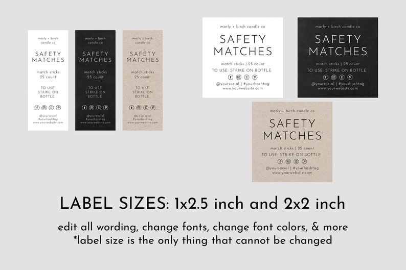 Safety Match Template Match Label Template Editable - Etsy