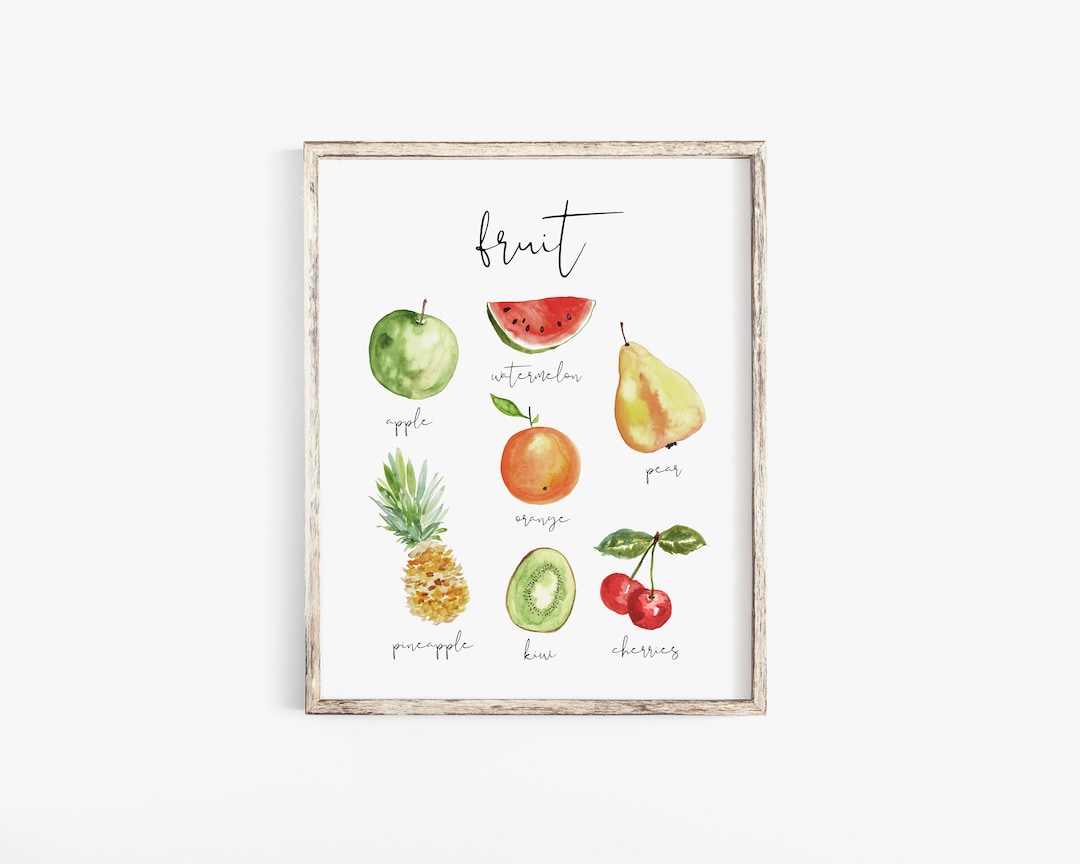 Printable Kitchen Wall Art, Kitchen Watercolor Print, Watercolor Fruit ...