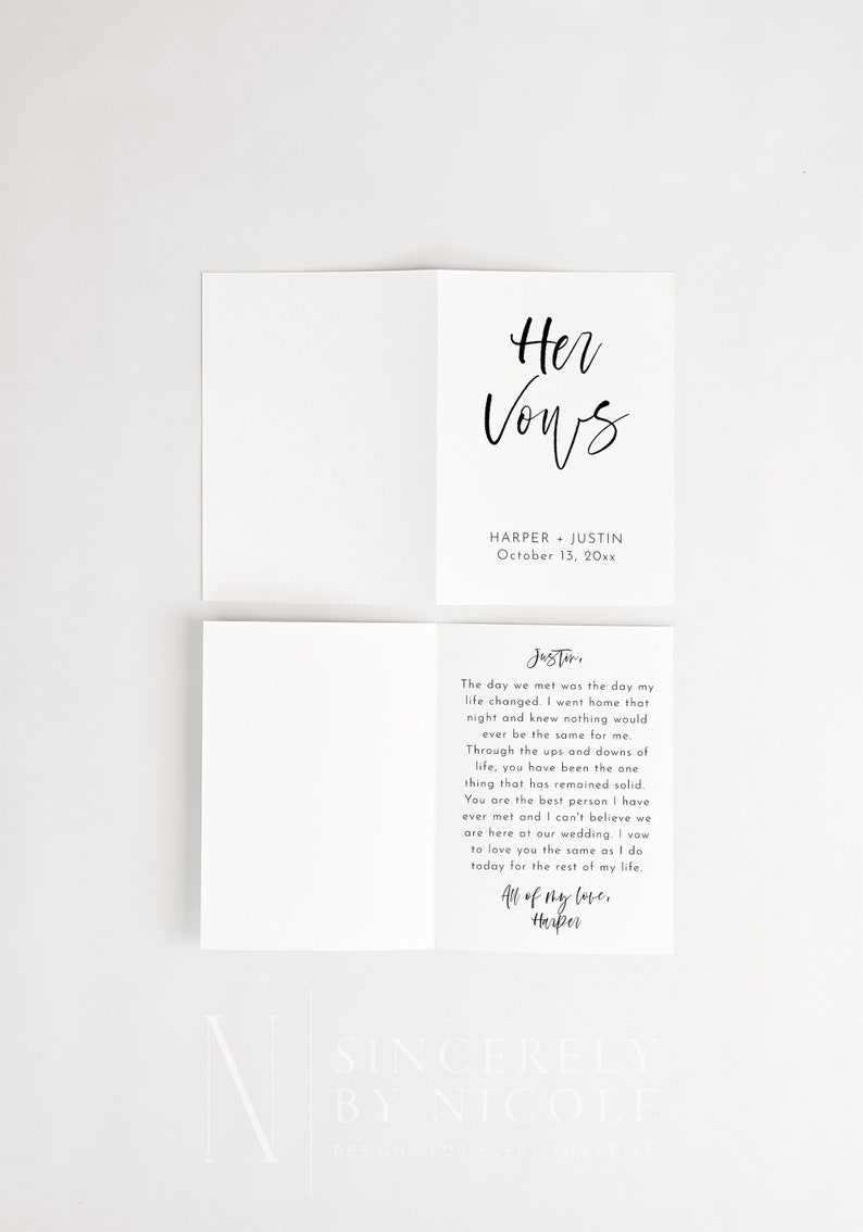 Modern Minimal Vow Book Template His and Hers Vow Book - Etsy