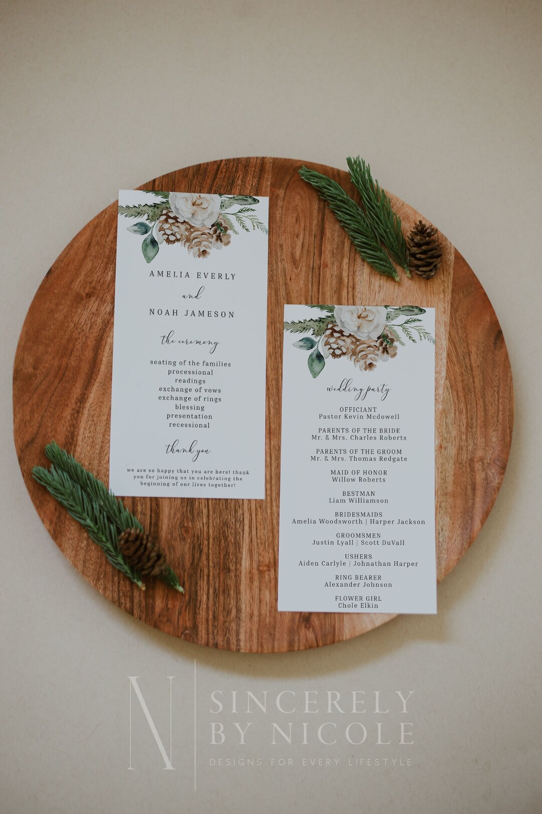 Editable Wedding Programs, Winter Wedding Programs Christmas, Christmas Wedding Program Template ...