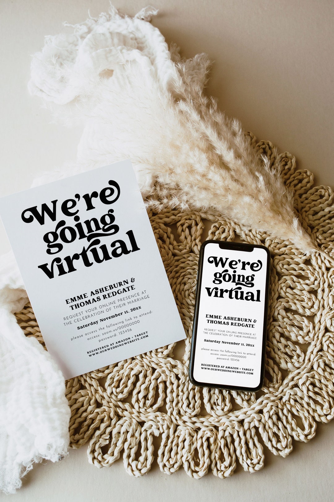 Virtual Wedding Invitation Template, Zoom Wedding Invitation, Virtual ...