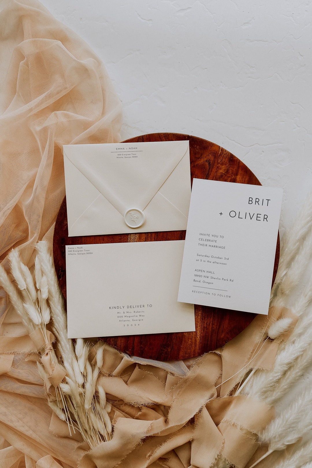 Minimalist Wedding Invitation With Matching Modern Envelopes, Printable ...