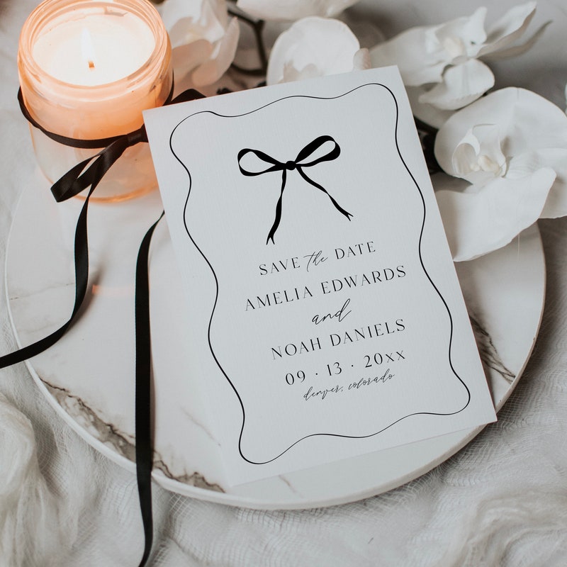 Bow Border Save the Date - Etsy