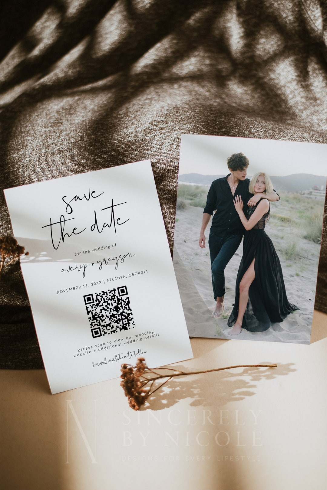 Modern Save the Date QR Code Template, Editable QR Code Save the Date ...