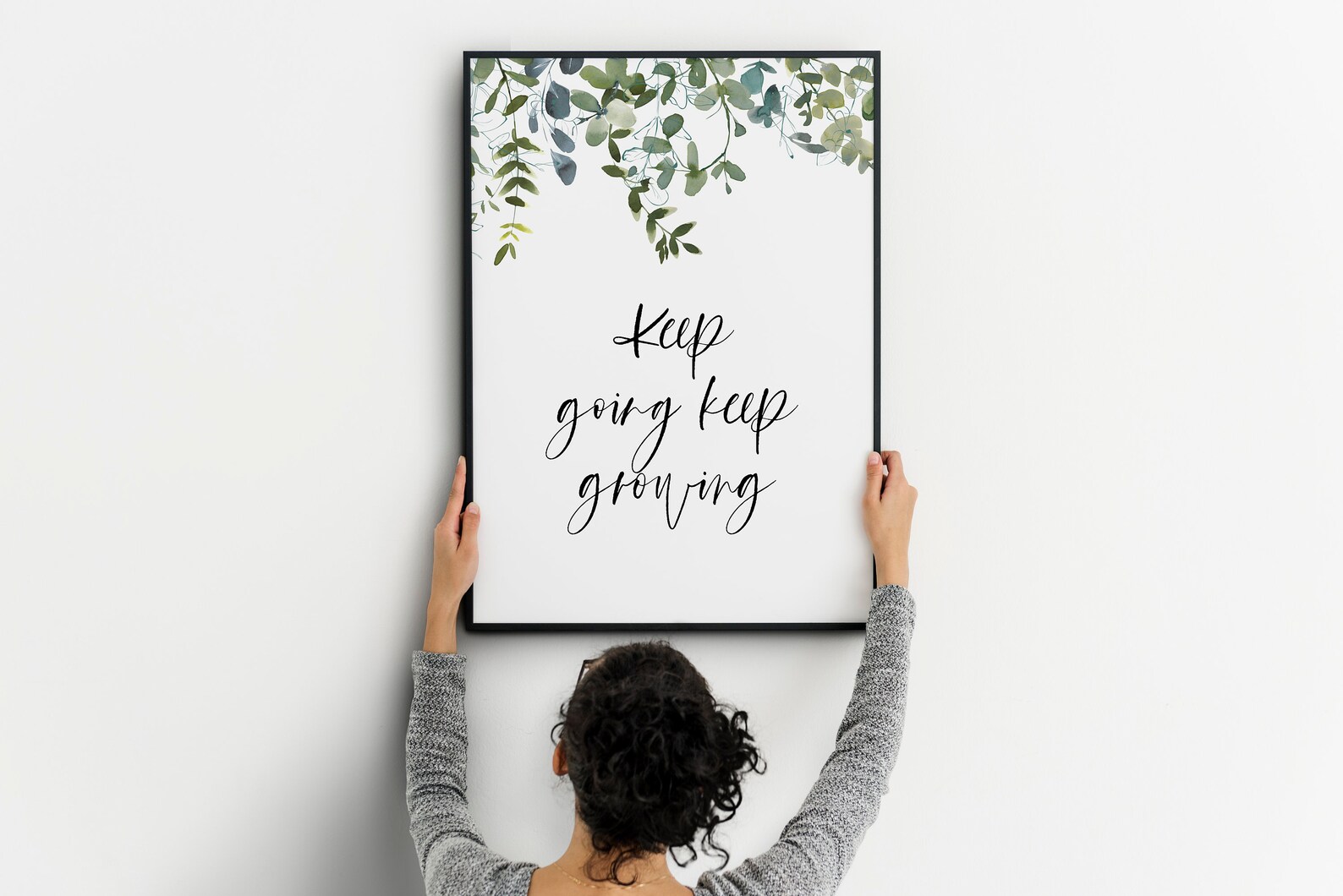 Keep Going Keep Growing Printable Wall Art Greenery Sign | Etsy