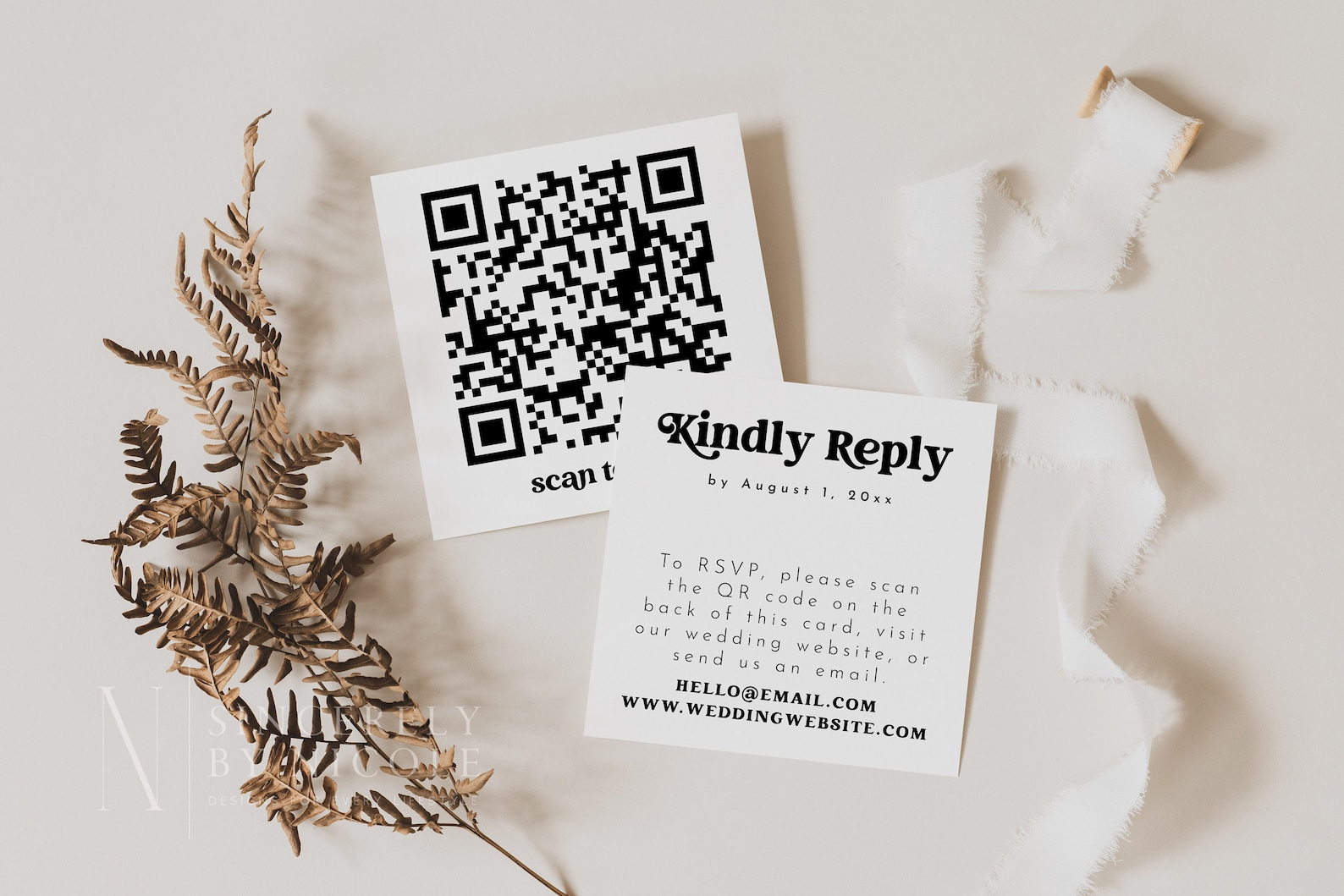 QR Code Response Card Editable Printable Retro RSVP Template - Etsy