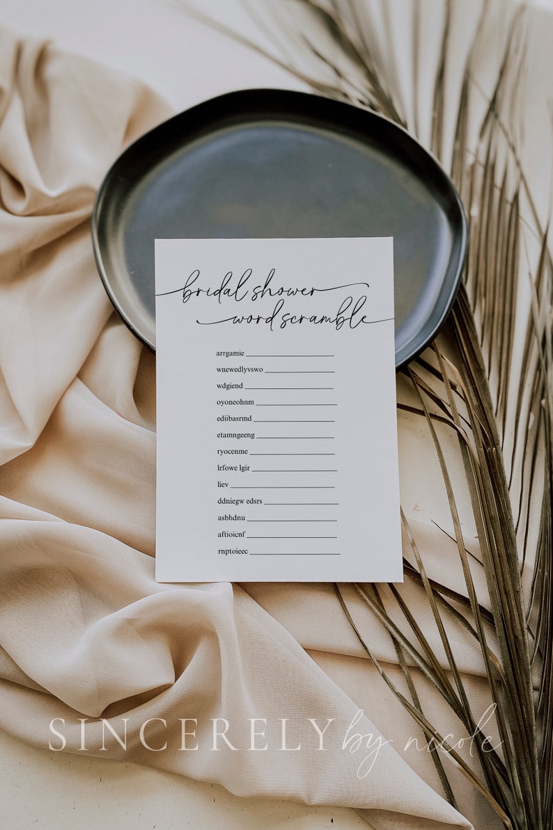 Word Scramble Bridal Shower Game Template, Bridal Shower Puzzle ...