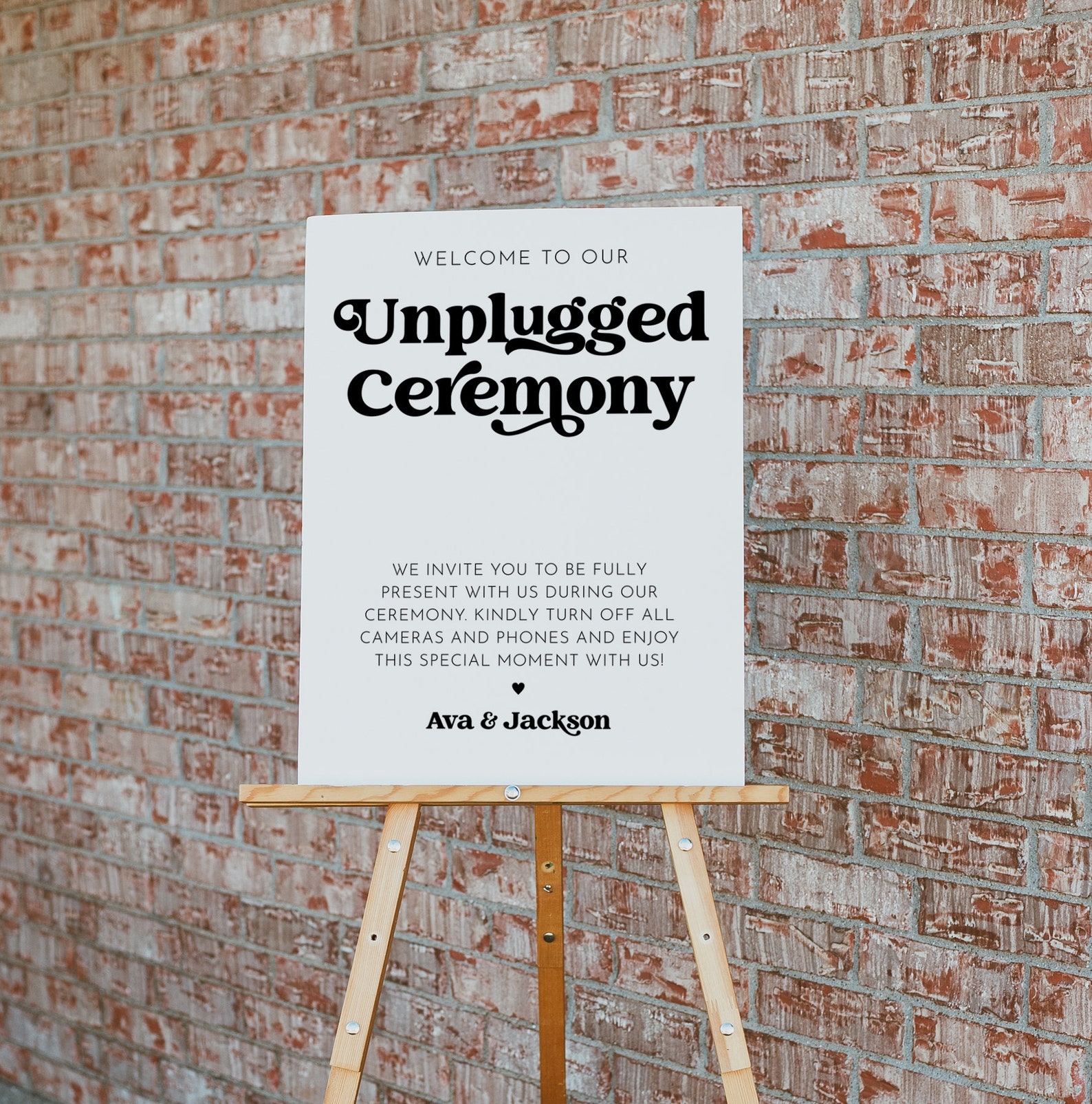 Retro Unplugged Ceremony Sign Template, Printable Minimal Unplugged ...