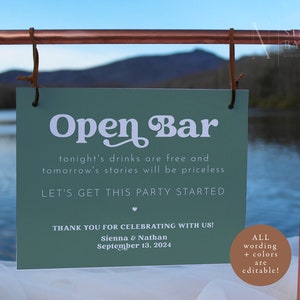 Printable Open Bar Sign, Wedding Open Bar Sign Template, Printable Open ...