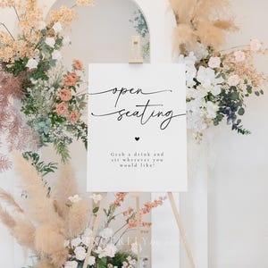 Open Seating Wedding Sign Template, Minimalist Choose A Seat Sign ...