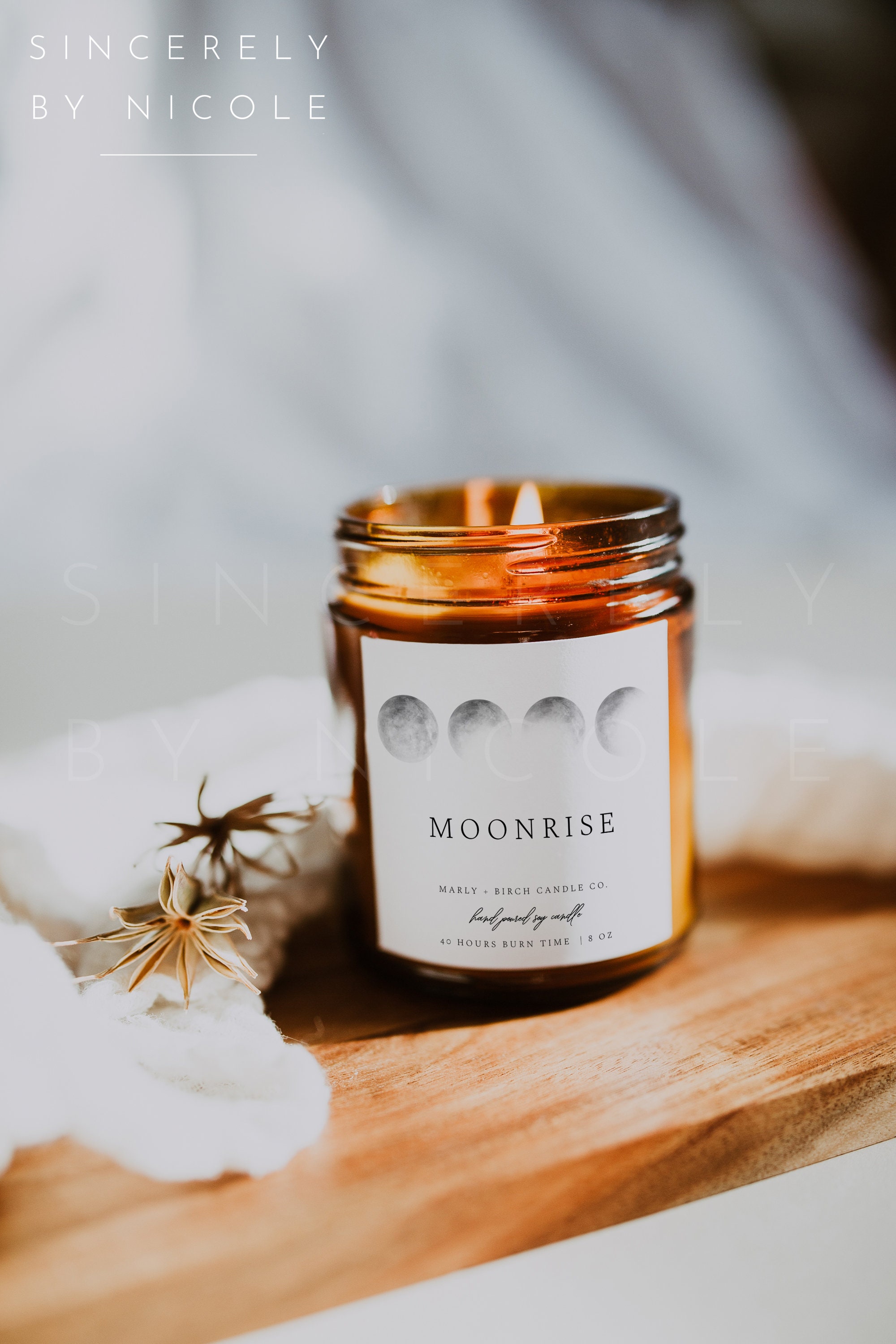 Moon Candle Label Template, Celestial Candle Label Printable Editable ...