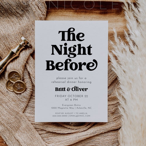 The Night Before Invitation Rehearsal Dinner Invitation | Etsy