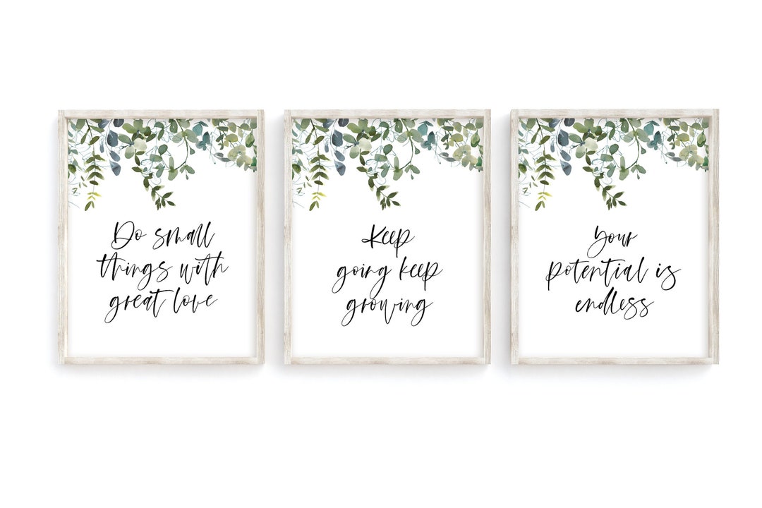 Printable Greenery Quote Bundle, Set of Three Prints, Greenery Wall Art ...