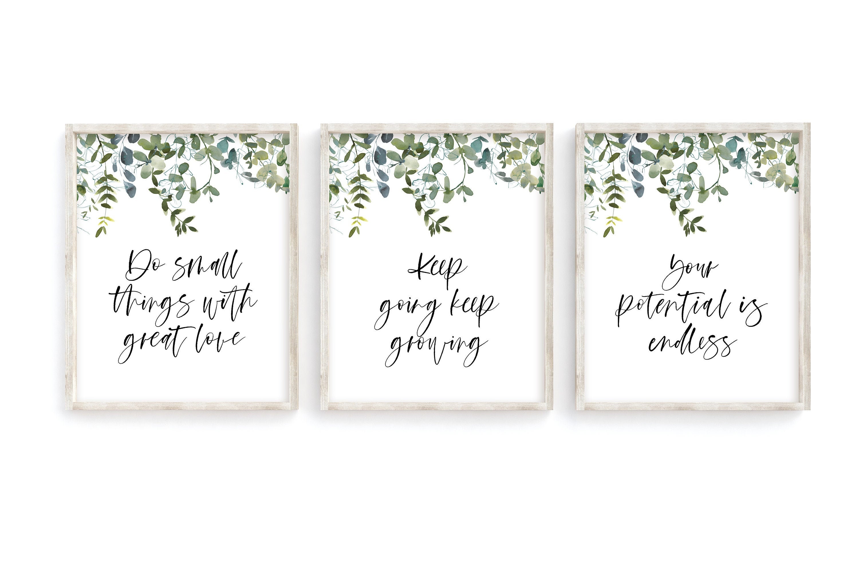 Printable Greenery Quote Bundle Set of Three Prints Greenery - Etsy