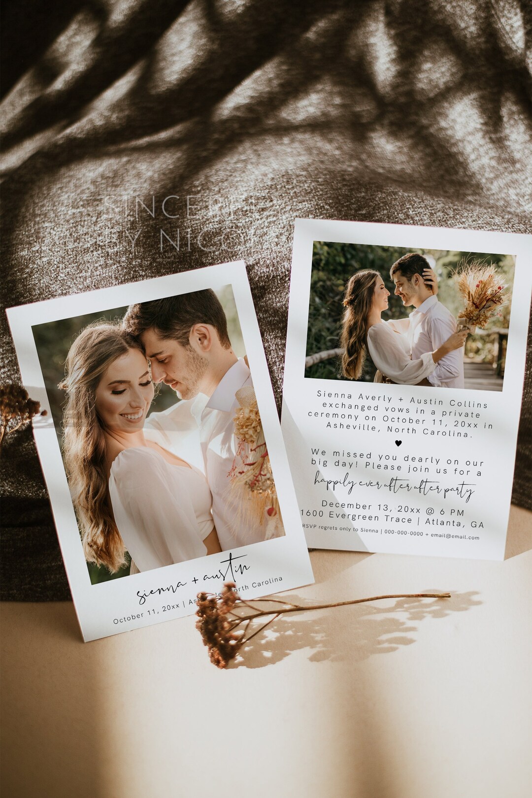 Modern Elopement Party Invite Template, Photo Reception Invite ...