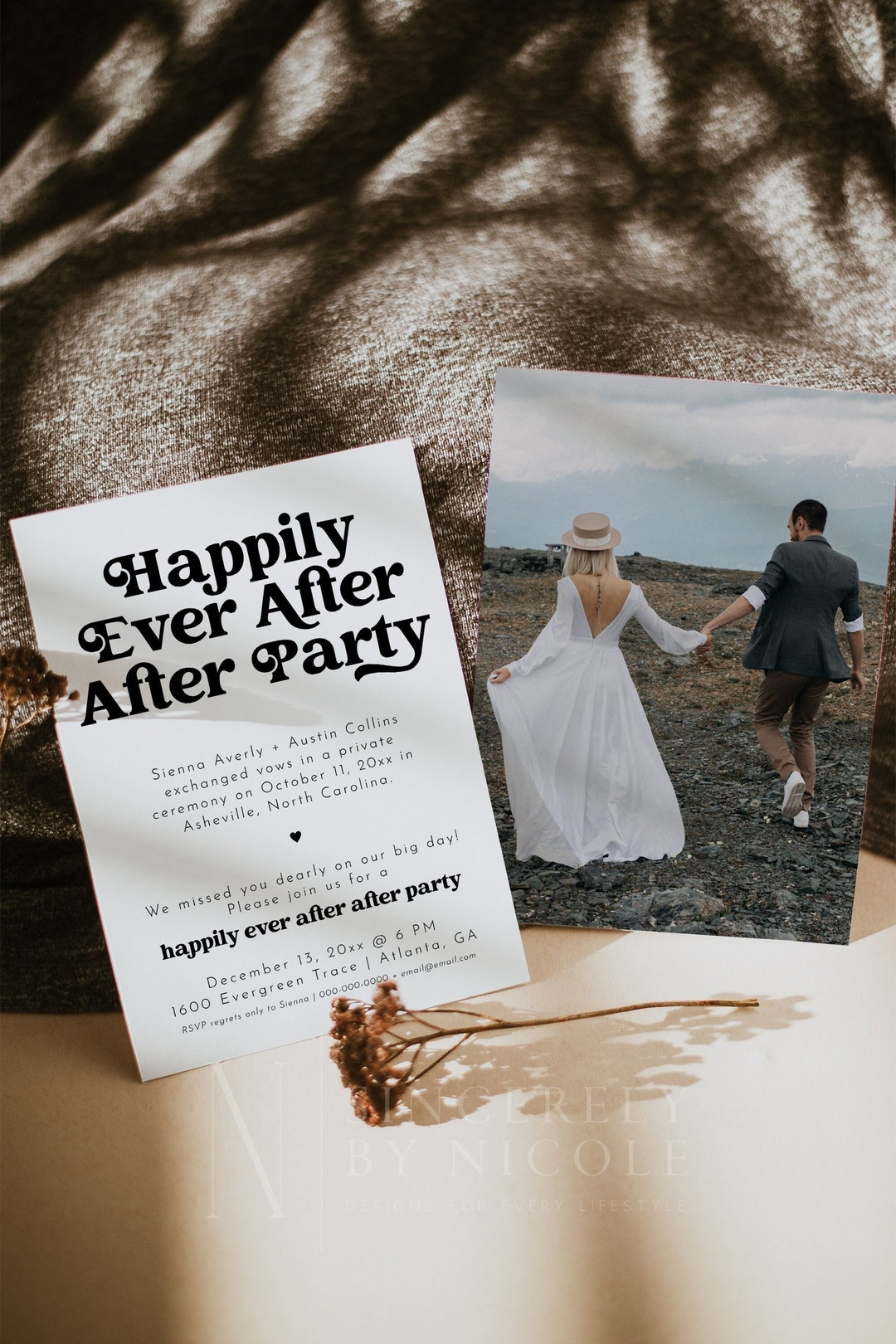 Retro Elopement Party Invitation, Groovy Elopement Announcement ...