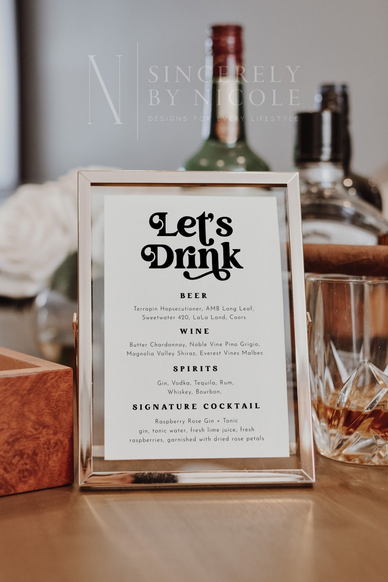 Disco Bar Menu Template Editable Printable Let's Drink - Etsy