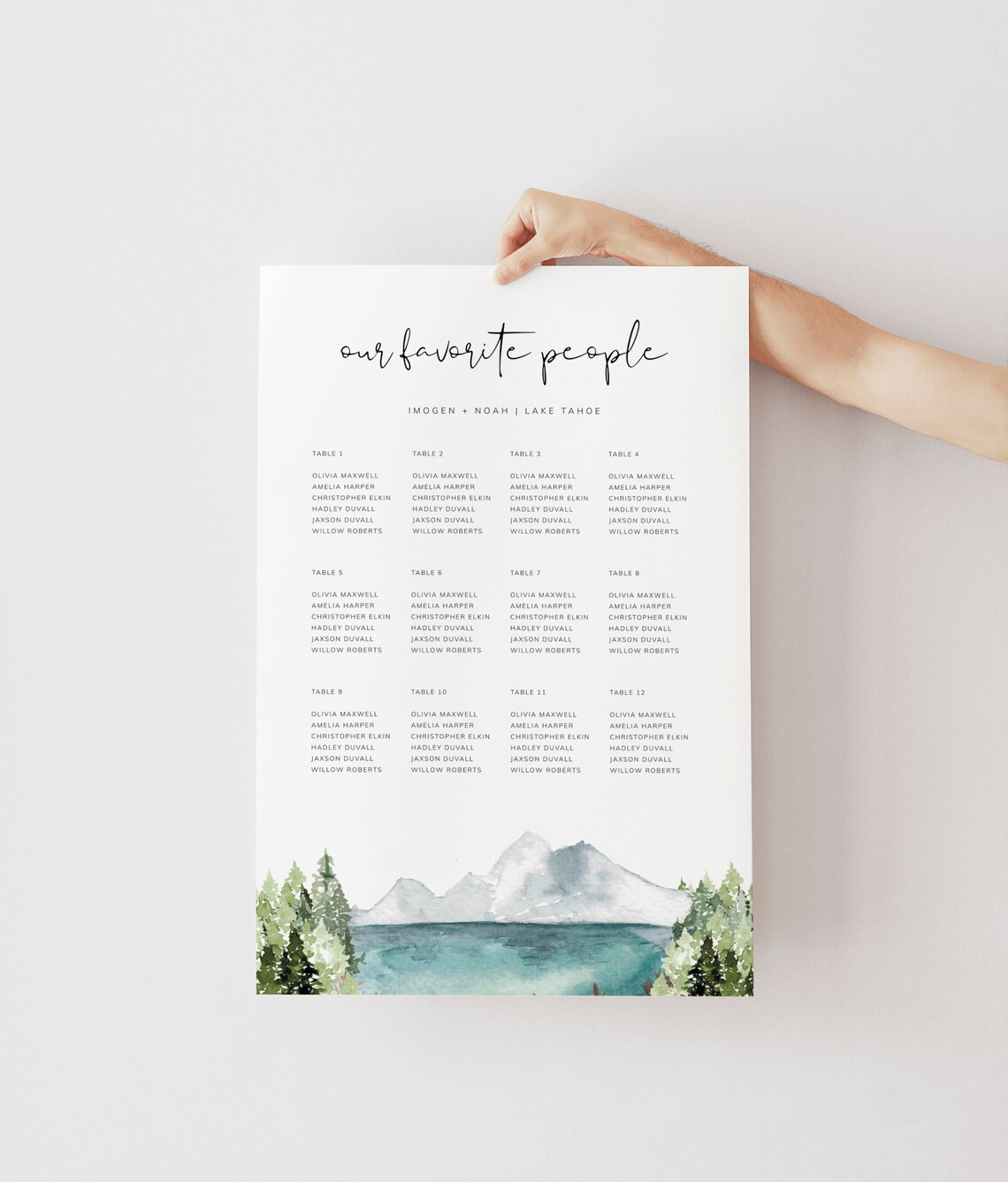 Mountain Seating Chart Sign Poster, Table Poster, Seating Plan ...