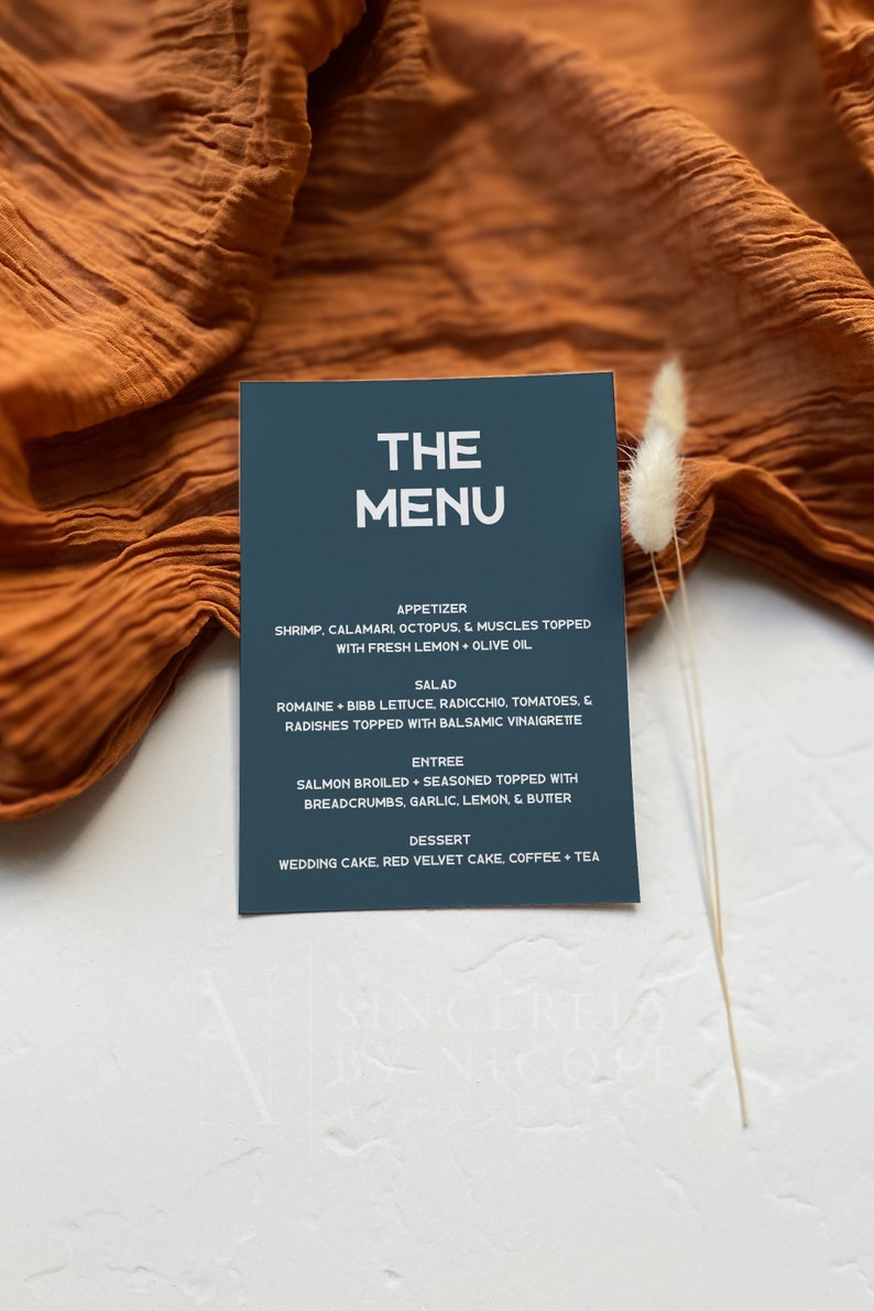 Modern Menu Template Editable Printable Jewel Tone Menu - Etsy