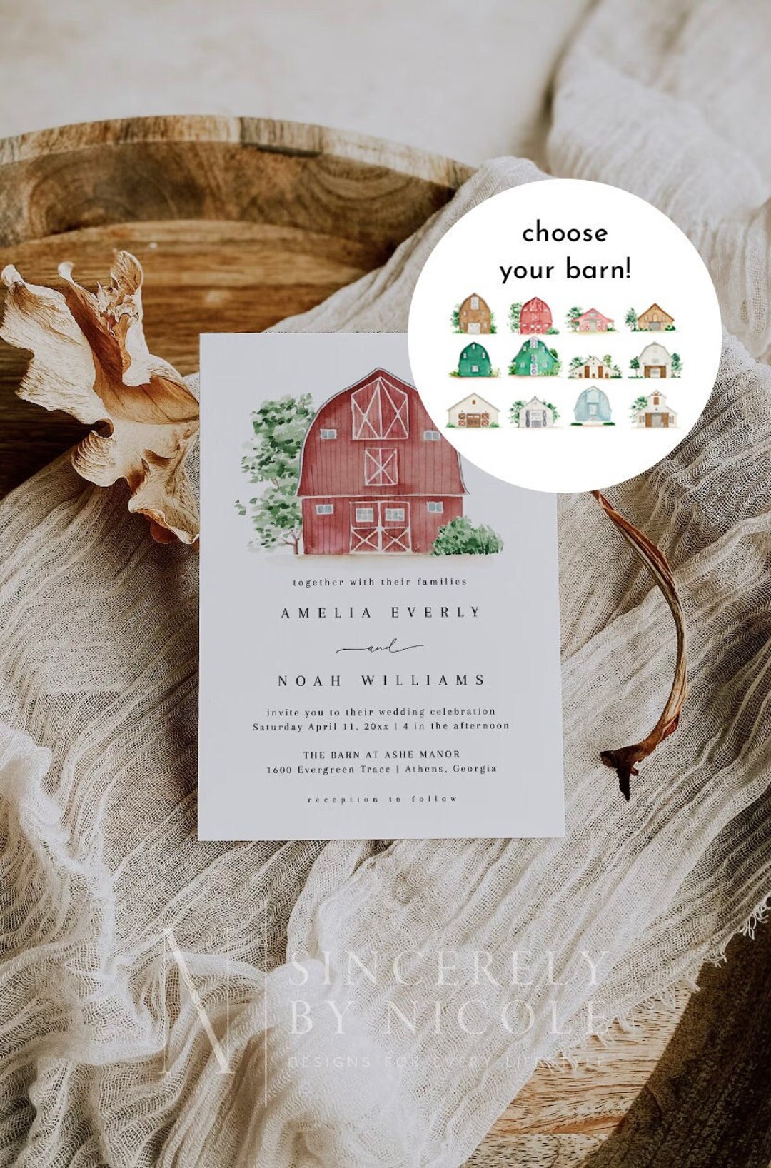 Barn Wedding Invitations, Wedding Invitations Rustic Barn Editable ...