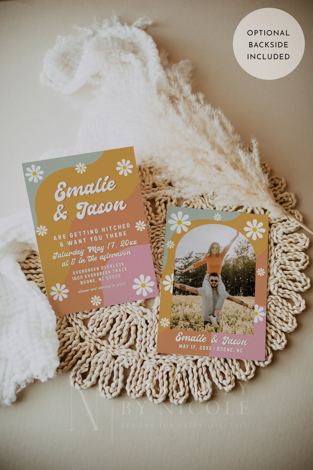 70's Retro Wedding Invitation Template, Retro Wedding Invite, Groovy ...