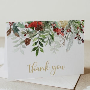 Christmas Thank You Cards, Holiday Thank You Cards, Printable Thank You ...