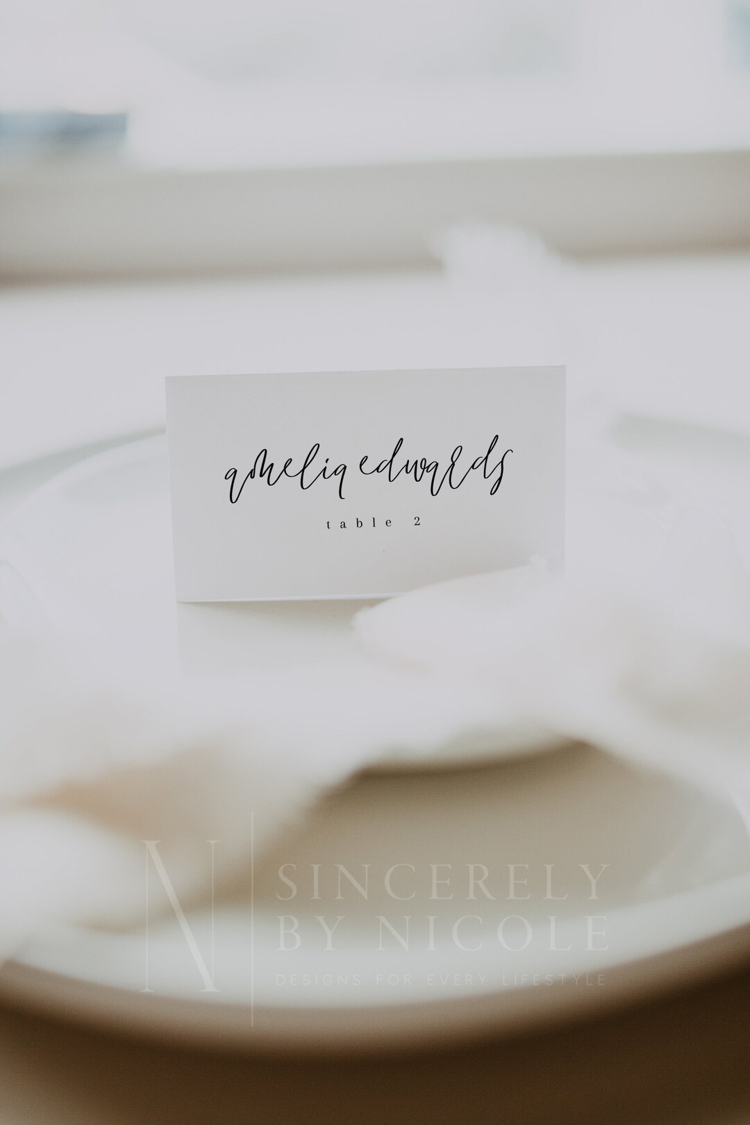 Modern Minimalist Place Card Template, Editable Printable Place Card ...