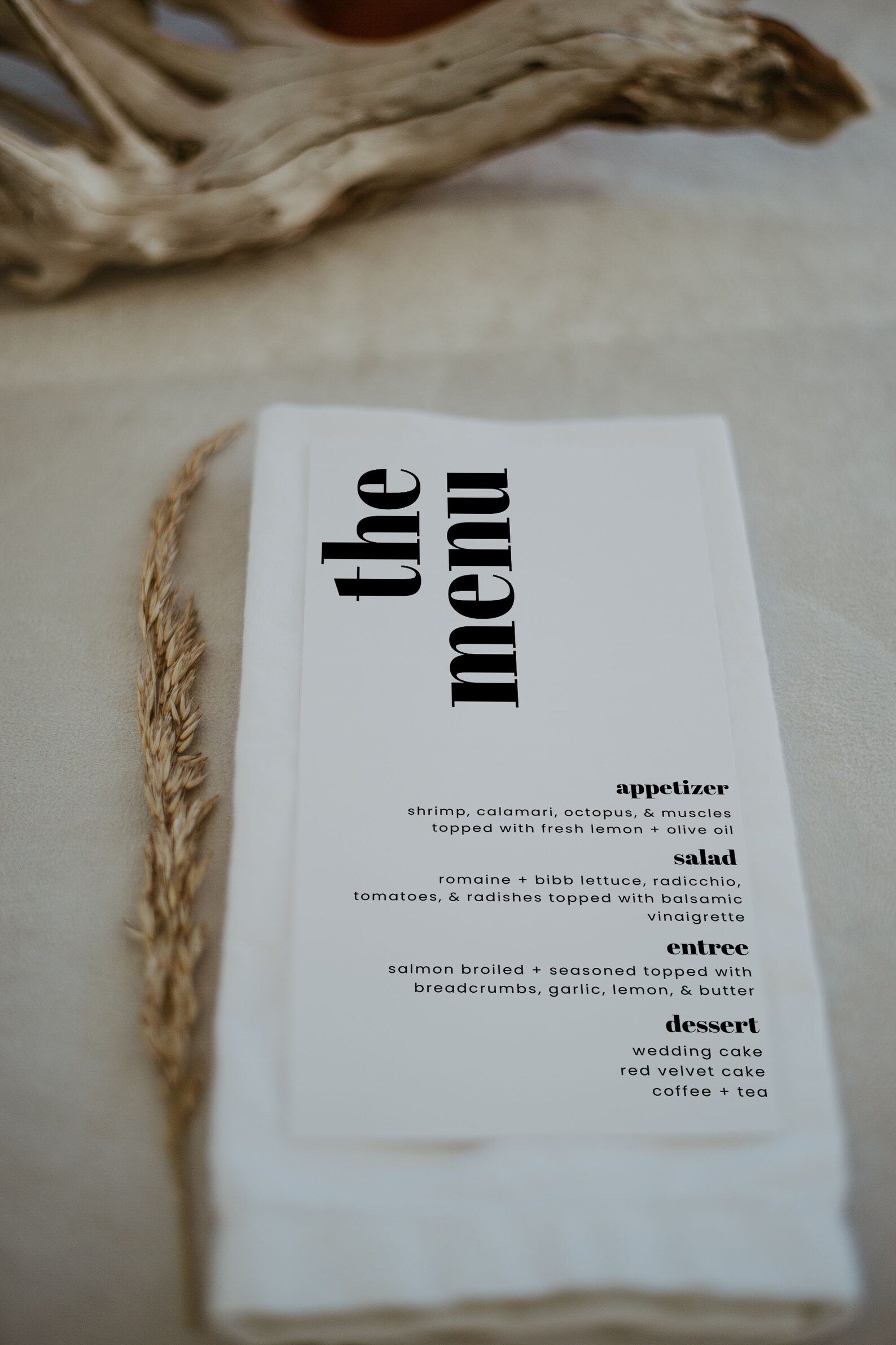 Contemporary Wedding Menu Template Bold Modern Printable - Etsy