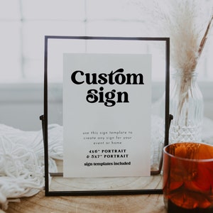 Editable Custom Sign, Printable Signs, Retro Sign Editable Printable ...