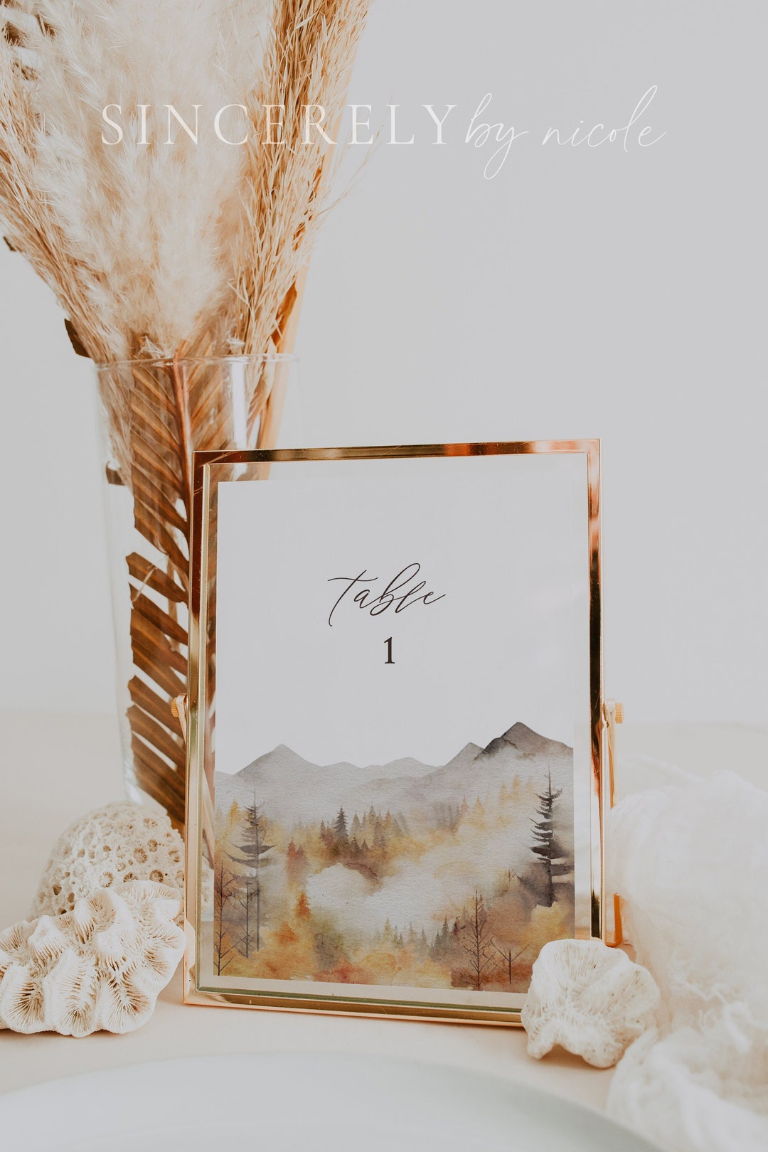 Fall Mountain Table Number Template, Editable Printable Autumn Outdoor ...