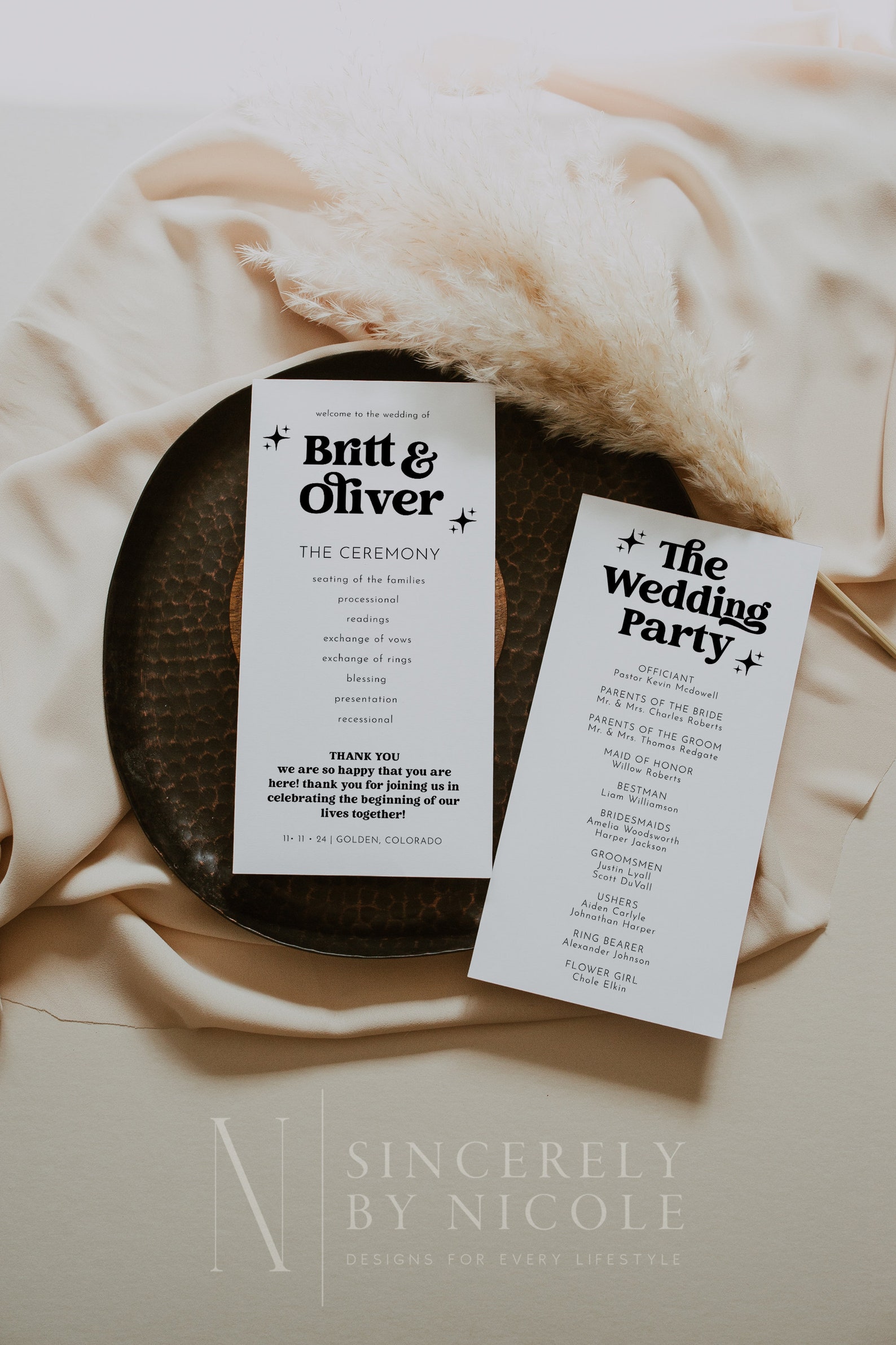 Retro Wedding Program Template, Wedding Program Retro, Wedding Program ...