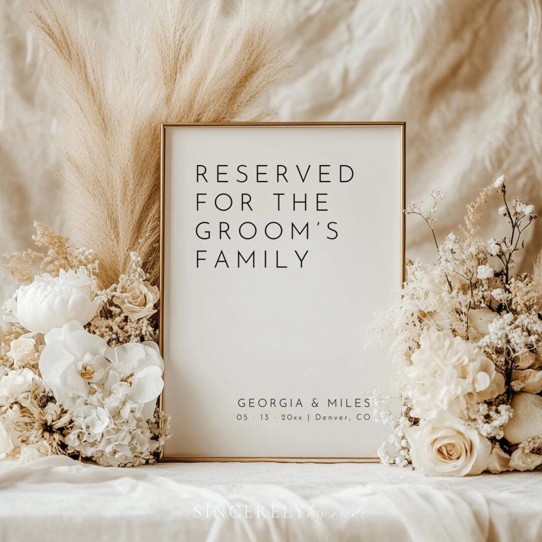 Reserved Sign Template, Canva Reserved for Sign Template, Wedding ...