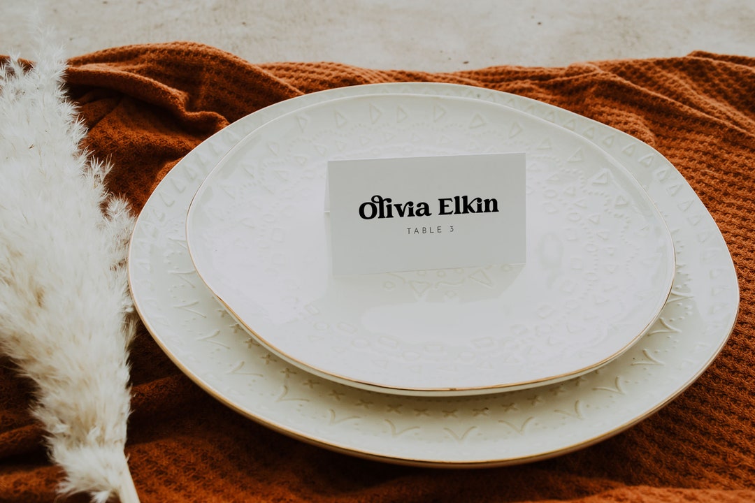 Editable Place Card Template, Retro Place Card Printable, DIY Place ...