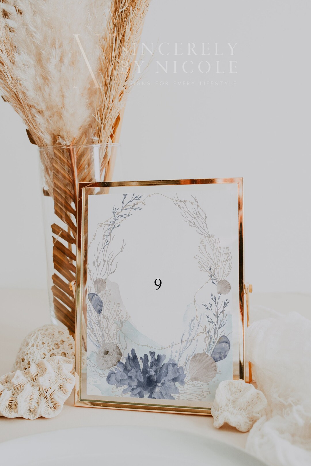 Beach Wedding Table Numbers, Tropical Ocean Sea Wedding Signage ...