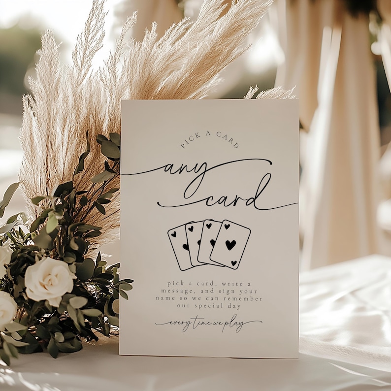 PRINTED & SHIPPED Pick A Card Guestbook Sign, Playing Cards Guestbook ...