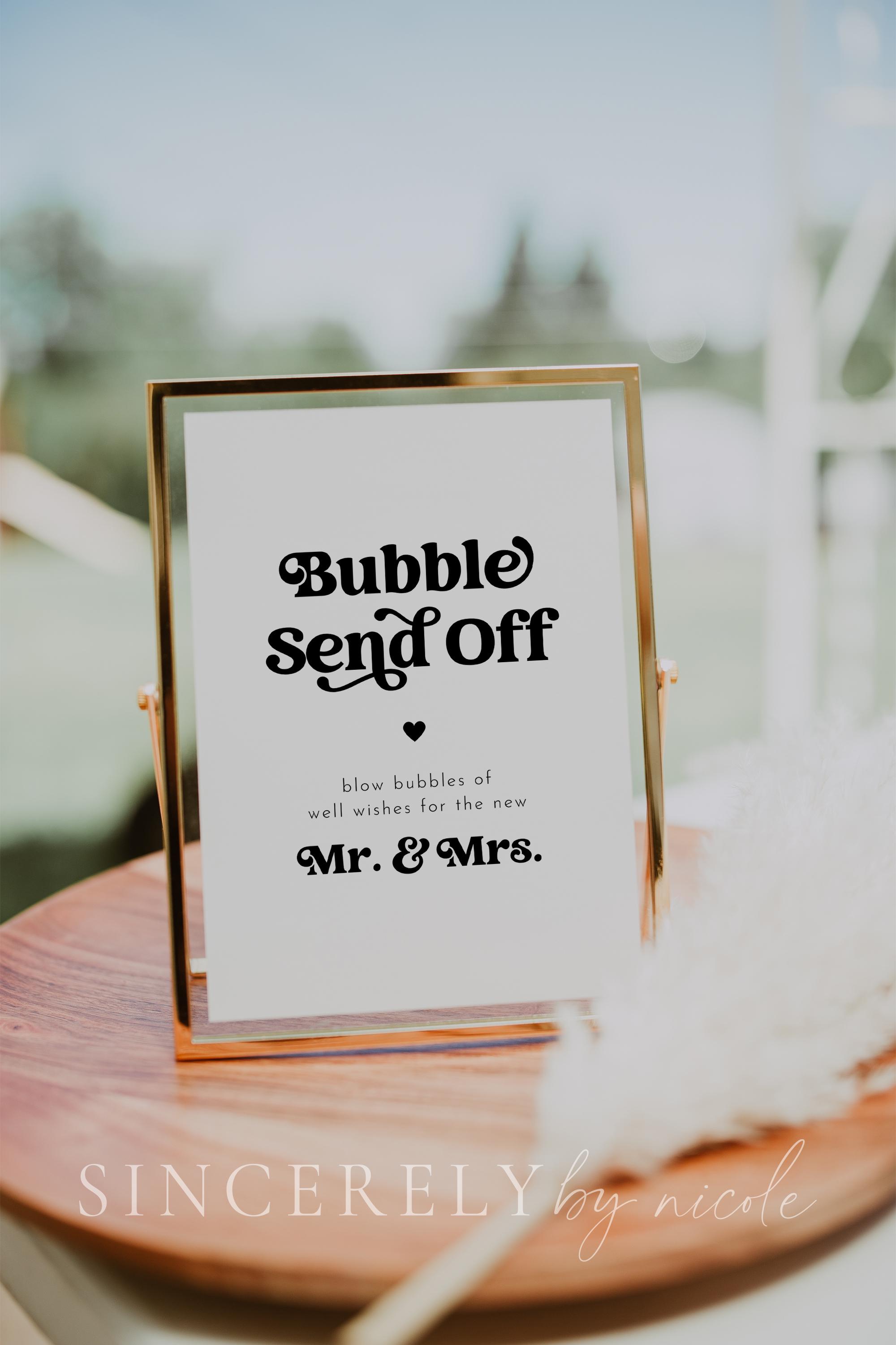 Bubble Send off Sign, Bubble Send off Sign Printable, Modern Minimalist ...
