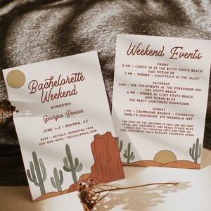 Desert Bachelorette Invitation Itinerary, Desert Bachelorette, Cactus ...