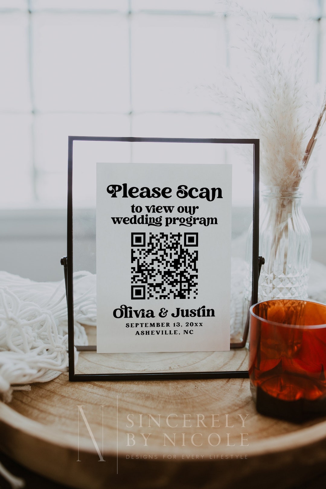 QR Code Wedding Program, Scan to View Our Ceremony Program, QR Code ...