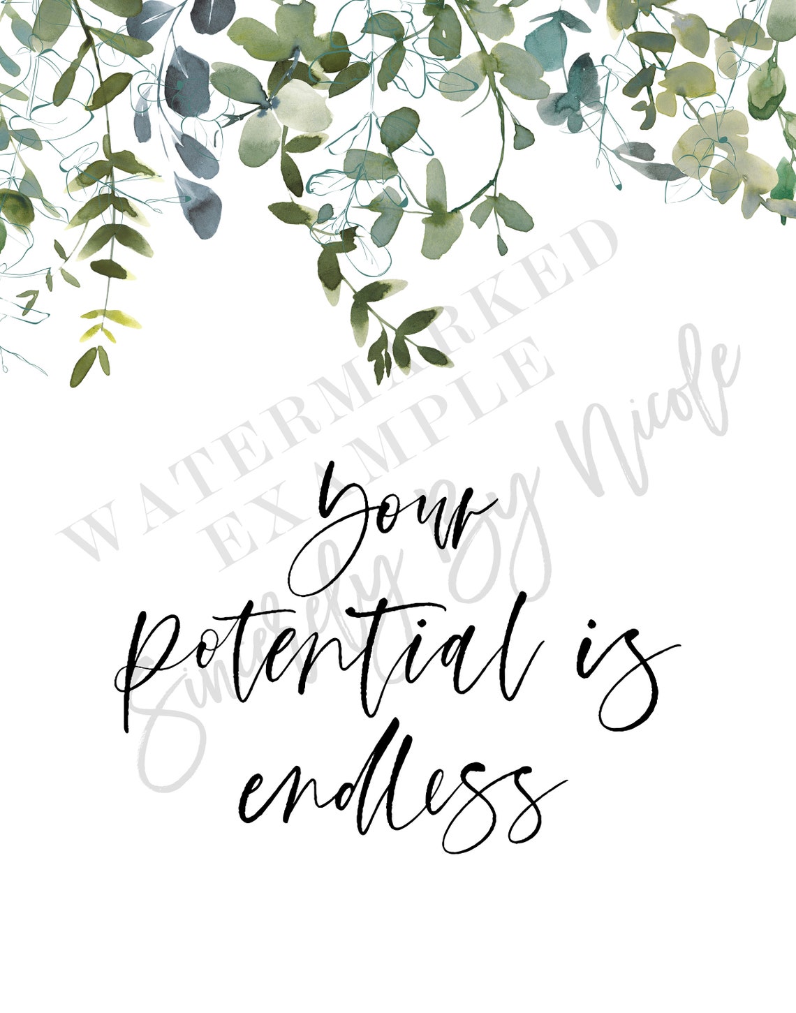 Printable Greenery Quote Bundle Set of Three Prints Greenery | Etsy