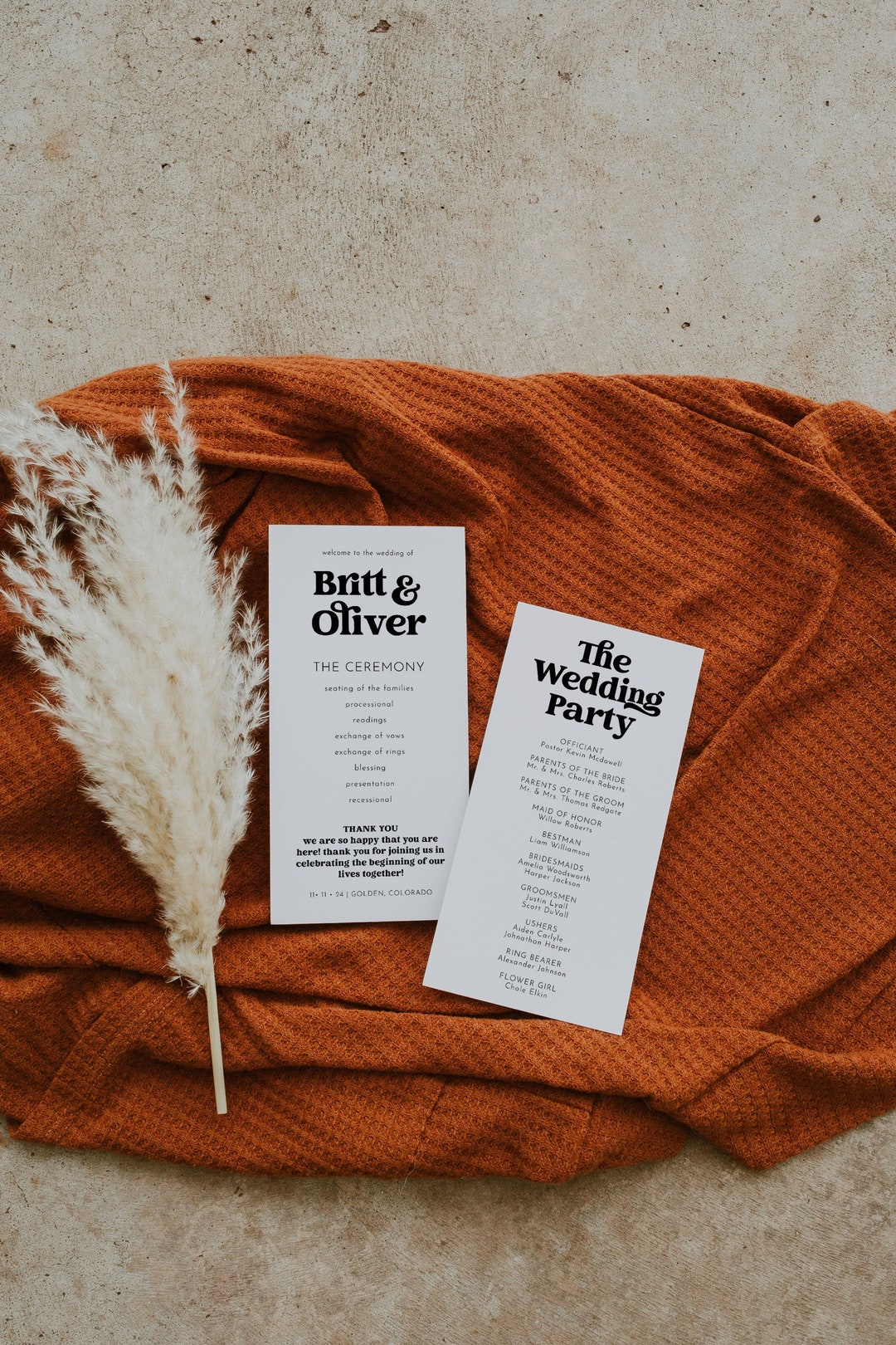 Retro Wedding Program Template, Wedding Program Retro, Wedding Program ...